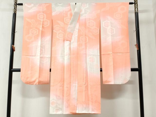 平和屋着物●振袖用長襦袢　袷　亀甲飛鶴花地紋　暈し染め　正絹　逸品　CAAZ3285yc