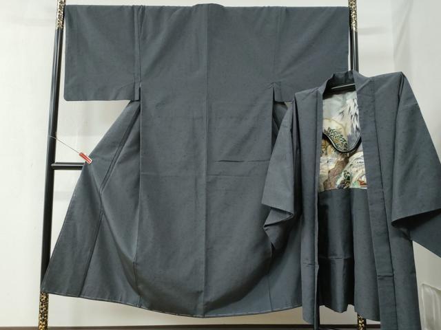 平和屋着物●男性　髭紬　アンサンブル　色無地　羊羹色　正絹　逸品　CAAZ3286yc