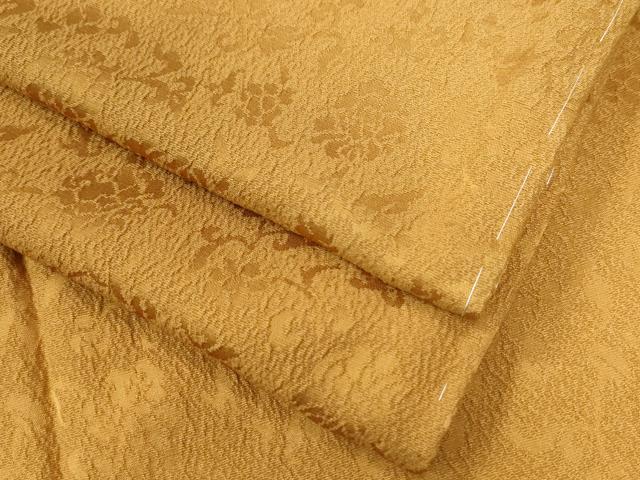 平和屋着物●上質な色無地　花唐草地紋　山吹茶色　正絹　逸品　未使用　CAAZ3317yc