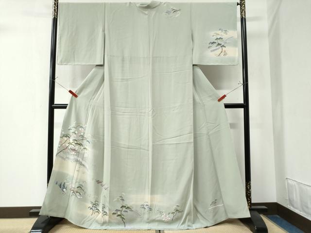 平和屋着物●訪問着　松竹梅風景文　暈し染め　金彩　正絹　逸品　未使用　CAAZ3335yc