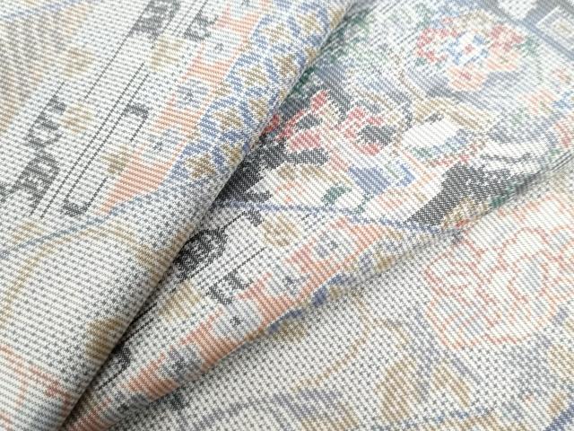 平和屋着物●本場大島紬　白大島　7マルキ　総絣　吉祥花唐草文　正絹　逸品　未使用　CAAZ3342yc