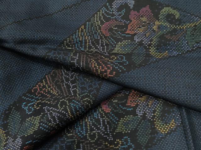 平和屋着物●本場大島紬　9マルキ　切嵌花唐草文　ロング丈　正絹　逸品　未使用　CAAZ3349yc