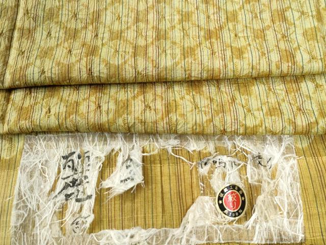 平和屋着物●上質な紬　総絞り　縞　反端付き　正絹　逸品　未使用　CAAZ3362yc