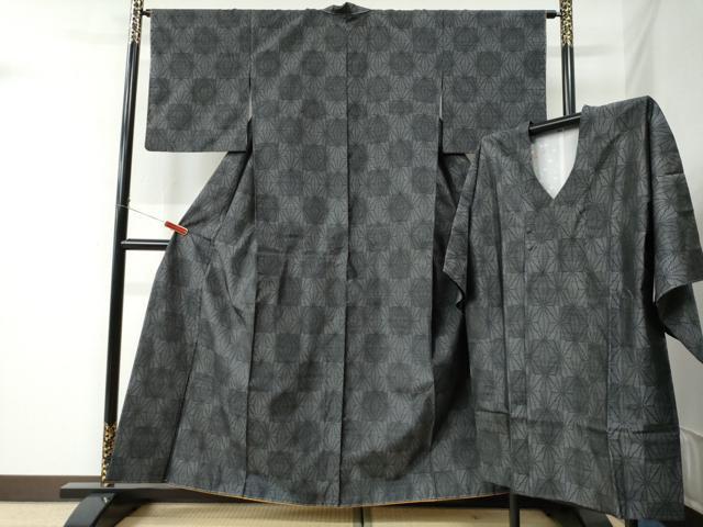 平和屋着物●本場大島紬　道行コートセット　市松麻の葉文　ほていや扱い　正絹　逸品　未使用　CAAZ3407yc