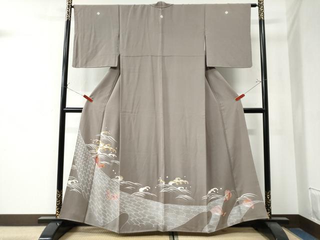 平和屋着物●豪華色留袖　駒刺繍　漁　海老　鯛　網　立波　金彩　正絹　逸品　CAAZ3421yc