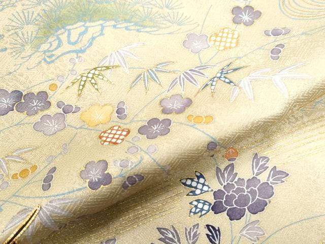 平和屋着物○訪問着 作家物 駒刺繍 御所車松竹梅花文 金彩 正絹