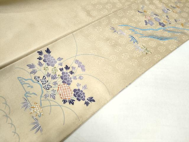 平和屋着物○訪問着 作家物 駒刺繍 御所車松竹梅花文 金彩 正絹