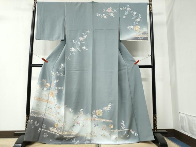 平和屋着物●訪問着　更紗花唐草文　暈し染め　金彩　正絹　逸品　CAAZ3453yc