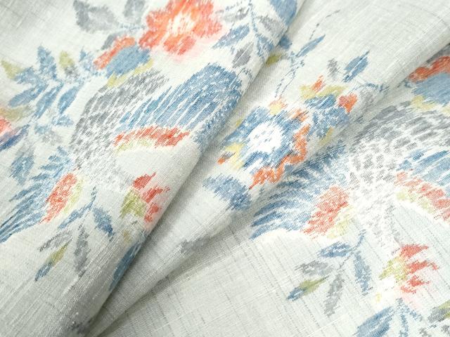 平和屋着物●小千谷紬　鳳凰草花文　正絹　逸品　未使用　CAAZ3456yc