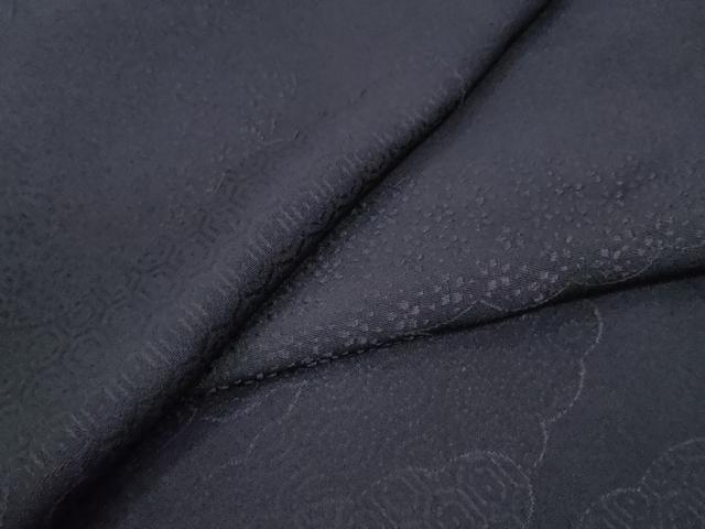 平和屋着物●上質な色無地　雲取り吉祥地紋　深紫色　ロング丈　正絹　逸品　CAAZ3478yc