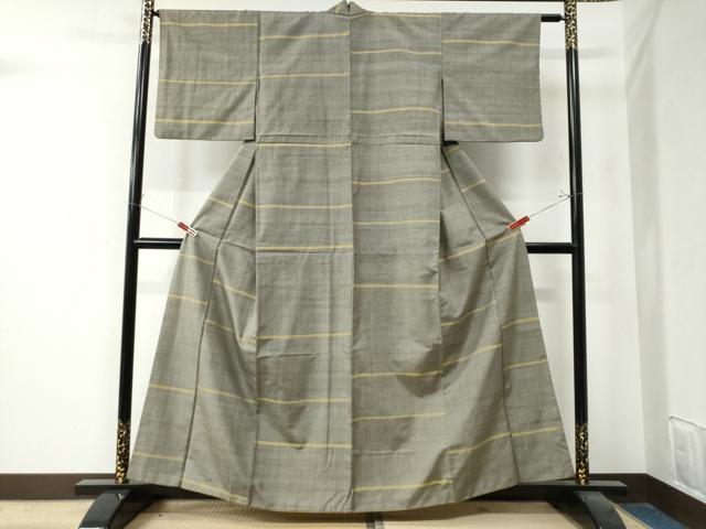 平和屋着物●上質な紬　横縞　正絹　逸品　CAAZ3480yc