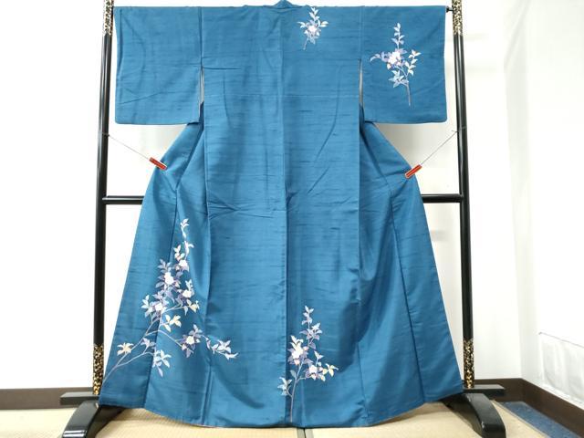 平和屋着物●訪問着　白山紬　友禅　枝花文　正絹　逸品　CAAZ3511yc