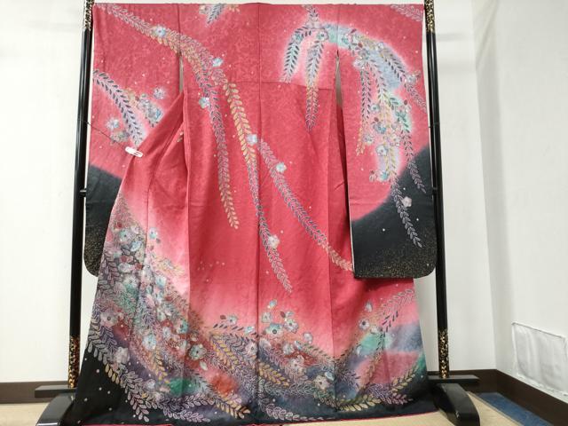 平和屋着物●豪華振袖　辻が花　手描き　絞り　暈し染め　金彩　正絹　逸品　CAAZ3528yc