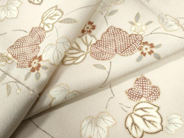 平和屋着物●上質な小紋　蔦の葉花文　金彩　正絹　逸品　未使用　CAAZ3607yc