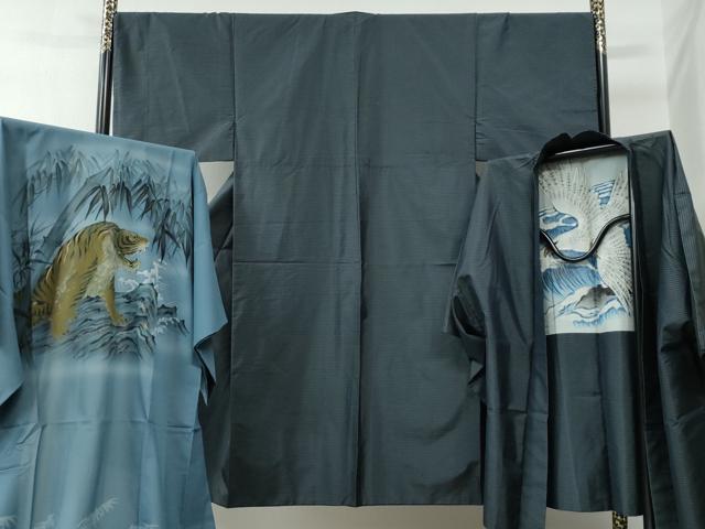 平和屋着物●男性　本場大島紬　アンサンブル・長襦袢セット　吉祥文　正絹　逸品　CAAZ3616yc