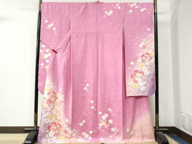 平和屋着物●豪華振袖　舞桜文　暈し染め　金彩　正絹　逸品　CAAZ3640yc