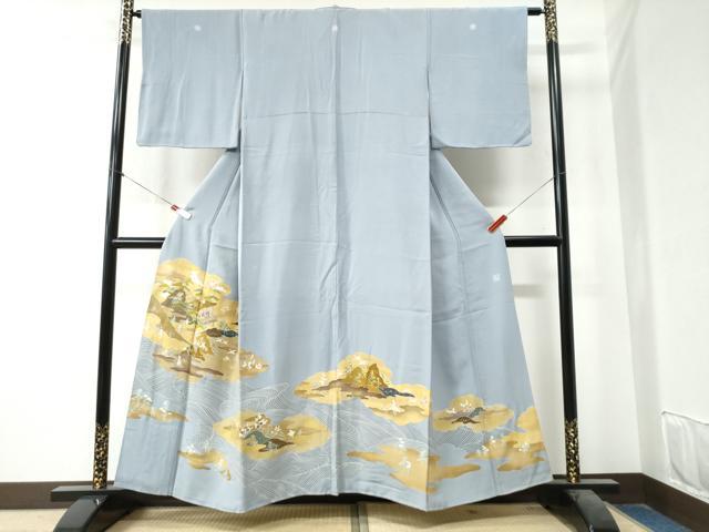 平和屋着物●創業460年・千總　色留袖　駒刺繍　雲取り飛鶴風景浜松文　金彩　高島屋扱い　正絹　逸品　CAAZ3661yc