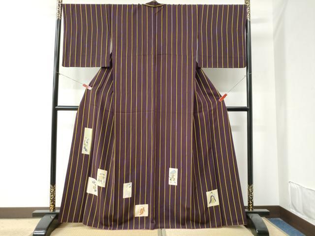 平和屋着物●色留訪問着　昔話　金太郎　竹並び色紙人物文　正絹　逸品　CAAZ3678yc