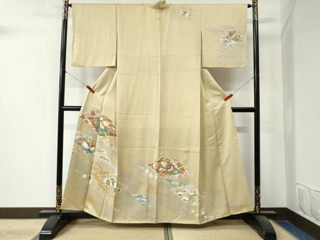 平和屋着物●創業460年・千總　訪問着　駒刺繍　松皮菱桐吉祥花唐草文　暈し染め　金彩　正絹　逸品　CAAZ3679yc