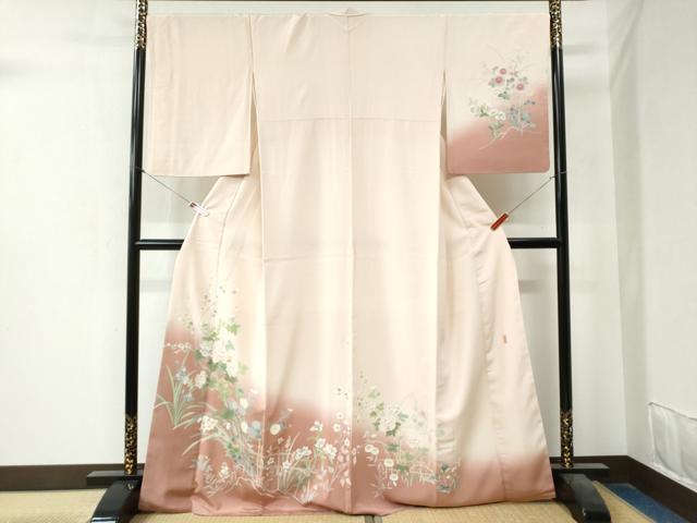 平和屋着物●本加賀友禅作家　大西正廣　訪問着　竹垣枝花文　暈し染め　正絹　逸品　CAAZ3734yc