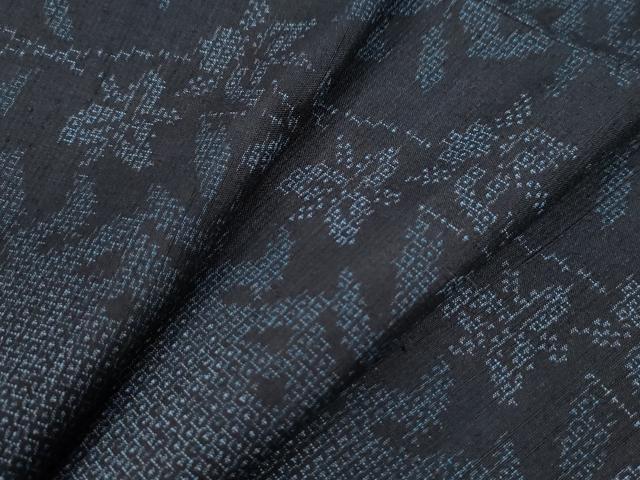 平和屋着物●結城紬　奥順　はたおり娘　100亀甲　枝花文　やまと誂製　正絹　逸品　未使用　CAAZ3754yc