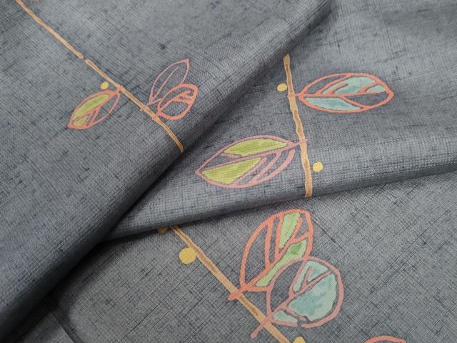 平和屋着物●上質な小紋　紬地　枝葉文　正絹　逸品　CAAZ3766yc