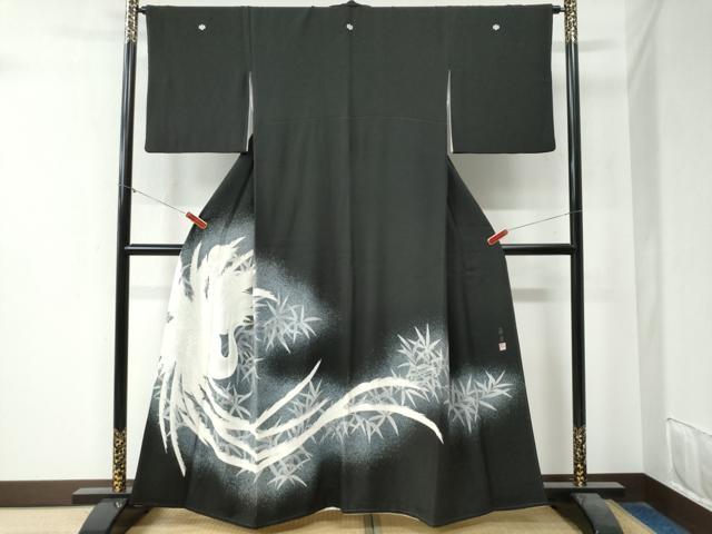 平和屋着物●京友禅作家　山科春宣　黒留袖　鳳凰枝葉文　暈し染め　正絹　逸品　CAAZ3784yc