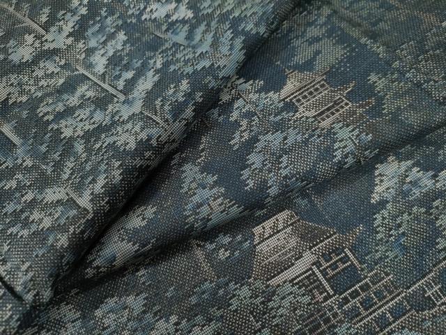 平和屋着物●本場大島紬　9マルキ　樹林京風景文　正絹　逸品　CAAZ3799yc