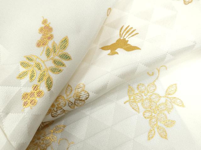 平和屋着物●長襦袢　鱗地紋　鳳凰草花文　金彩　正絹　逸品　CAAZ3805yc