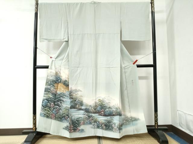 平和屋着物●色留訪問着　作家物　手描き　宮島　暈し染め　金彩　正絹　逸品　CAAZ3897yc