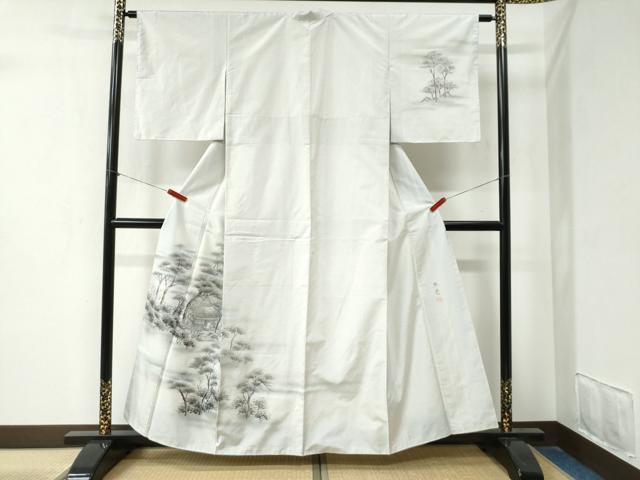 平和屋着物●染色作家　伊藤翠慧　訪問着　手描き　霞樹林風景文　正絹　逸品　未使用　CAAZ3928yc