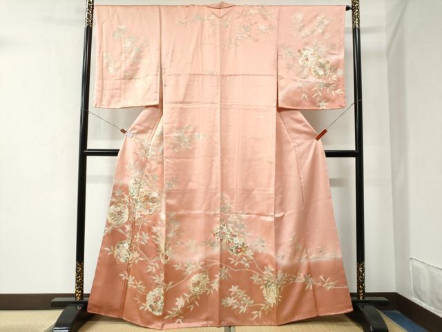 平和屋着物●訪問着　駒刺繍　雪輪枝橘草花文　暈し染め　金彩　正絹　逸品　未使用　CAAZ3933yc