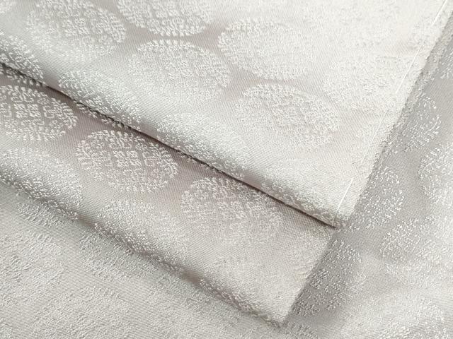 平和屋着物●上質なお召　色無地　花唐草丸地紋　白梅鼠色　正絹　逸品　未使用　CAAZ3974yc