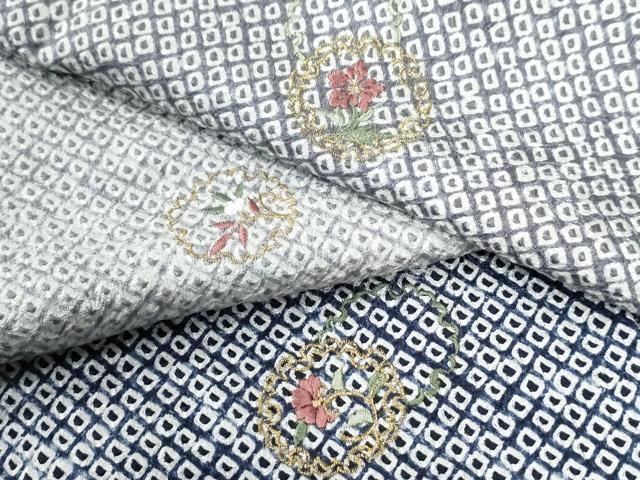 平和屋着物●訪問着　総絞り　総刺繍　雪輪草花文　暈し染め　金彩　ロング丈　正絹　逸品　CAAZ3977yc