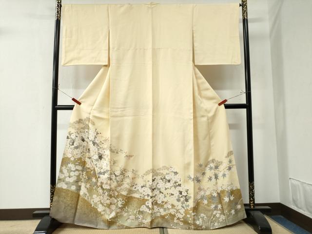 平和屋着物●豪華色留袖　駒刺繍　草花文　金彩　正絹　逸品　CAAZ3999yc