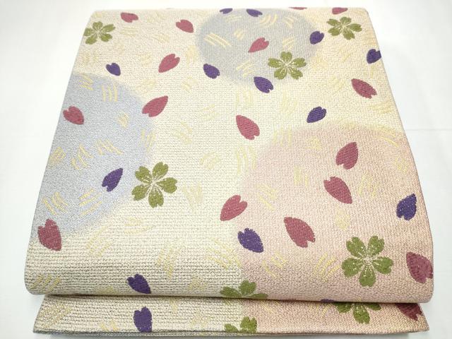 平和屋着物●紫野美術工芸　六通柄袋帯　唐織　舞桜文　金糸　正絹　逸品　CAAZ4012hy