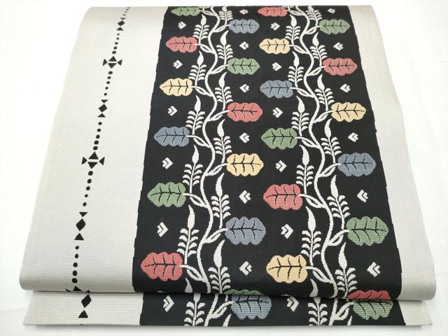 平和屋着物●六通柄袋帯　佳染　枝葉文　ますいわ屋扱い　正絹　逸品　CAAZ4035hy