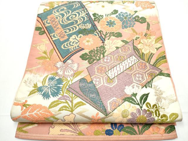 平和屋着物●六通柄袋帯　唐織　冊子花文　正絹　逸品　CAAZ4065hy