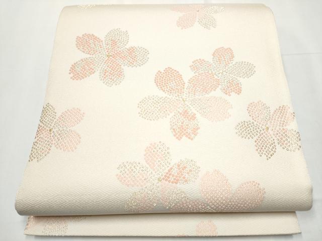 平和屋着物●六通柄袋帯　舞桜文　金糸　正絹　逸品　CAAZ4075hy