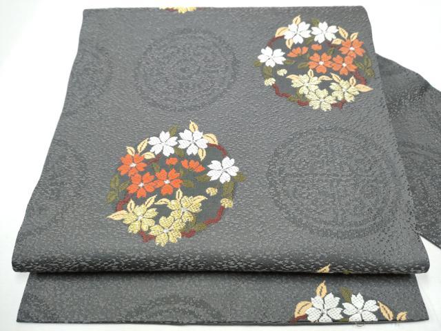 平和屋着物●九寸名古屋帯　唐織　草花丸文　金銀糸　正絹　逸品　CAAZ4086hy