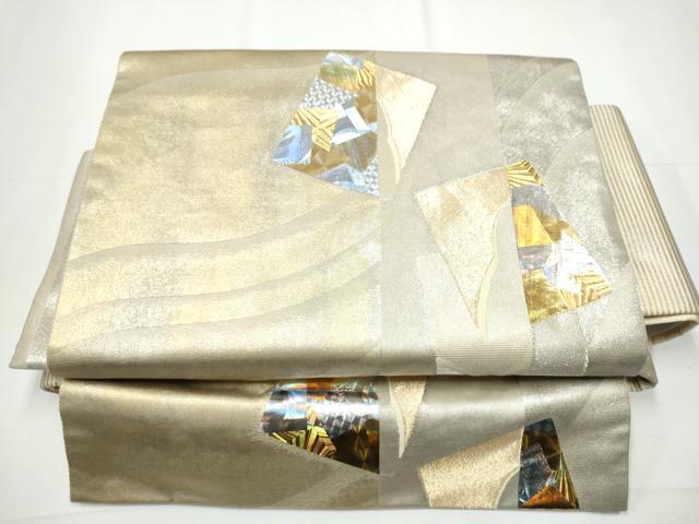 平和屋着物●金彩友禅作家　金彩の魔術師　堀省平　金煌織　ワンタッチつけ帯　箔散らし文　金銀彩　正絹　逸品　CAAZ4099hy