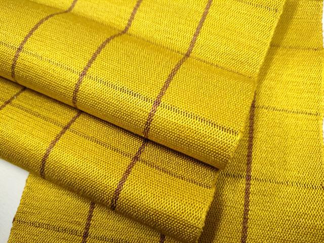 平和屋着物●本場黄八丈　半幅帯　一重帯　格子柄　正絹　逸品　CAAZ4100hy