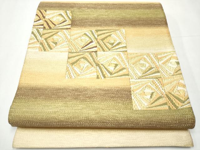 平和屋着物●ひなや工房　くむ・あむ・おる　伊豆蔵明彦　太鼓柄袋帯　幾何学文様　金糸　正絹　逸品　CAAZ4105hy