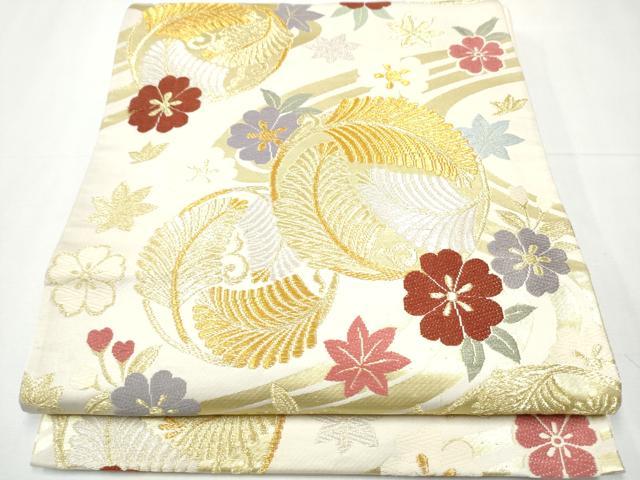 平和屋着物●六通柄袋帯　唐織　草花丸文　金銀糸　正絹　逸品　CAAZ4107hy