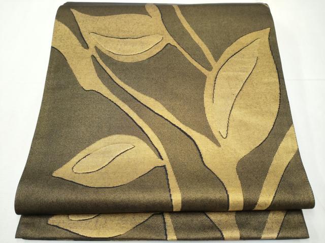 平和屋着物●澤屋重兵衛　六通柄袋帯　枝葉文　金糸　引箔　正絹　逸品　CAAZ4108hy