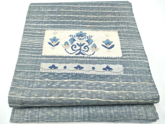 平和屋着物▽スリーシーズン　春夏秋　太鼓柄袋帯　櫛織　花唐草文　正絹　逸品　CAAZ4110hy