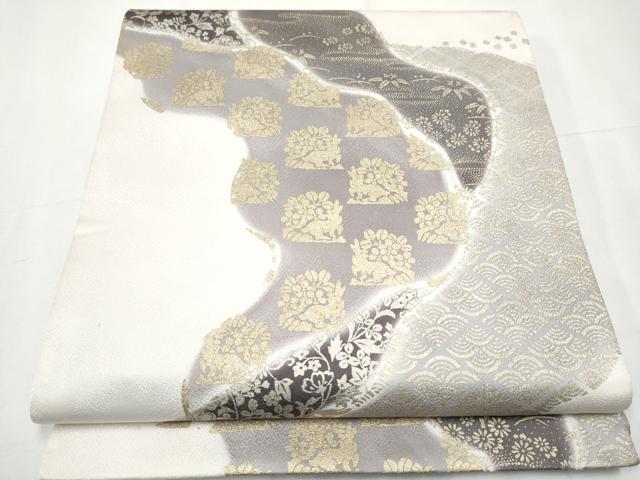 平和屋着物●善之助　着物ブランド　一期一会　六通柄袋帯　花兎　金銀彩　正絹　逸品　CAAZ4115hy