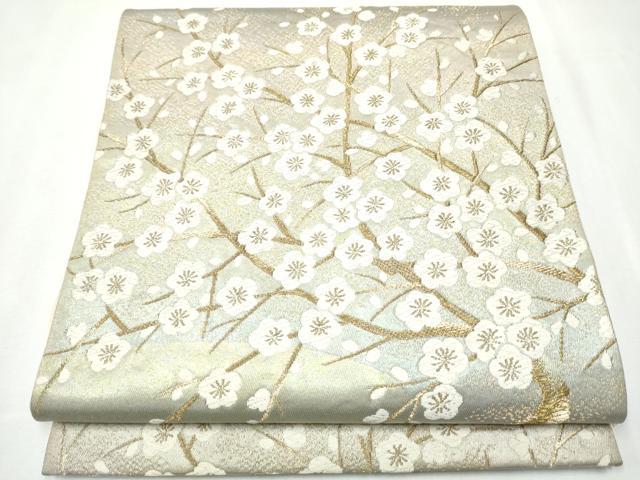 平和屋着物●六通柄袋帯　唐織　枝梅文　金糸　引箔　正絹　逸品　CAAZ4128hy