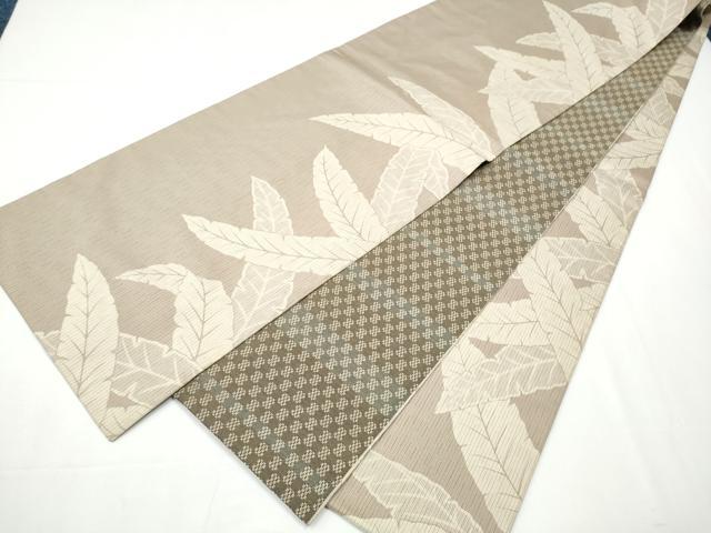 平和屋着物●両面　全通柄袋帯　本場大島紬地　花織　舞葉文　正絹　逸品　CAAZ4129hy