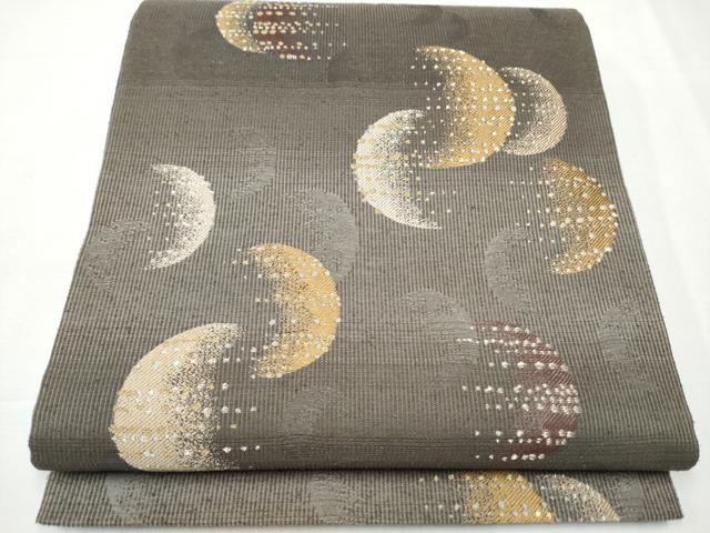 平和屋着物●西陣の名門　加納幸謹製　六通柄袋帯　紬地　月　金銀糸　正絹　逸品　CAAZ4137hy